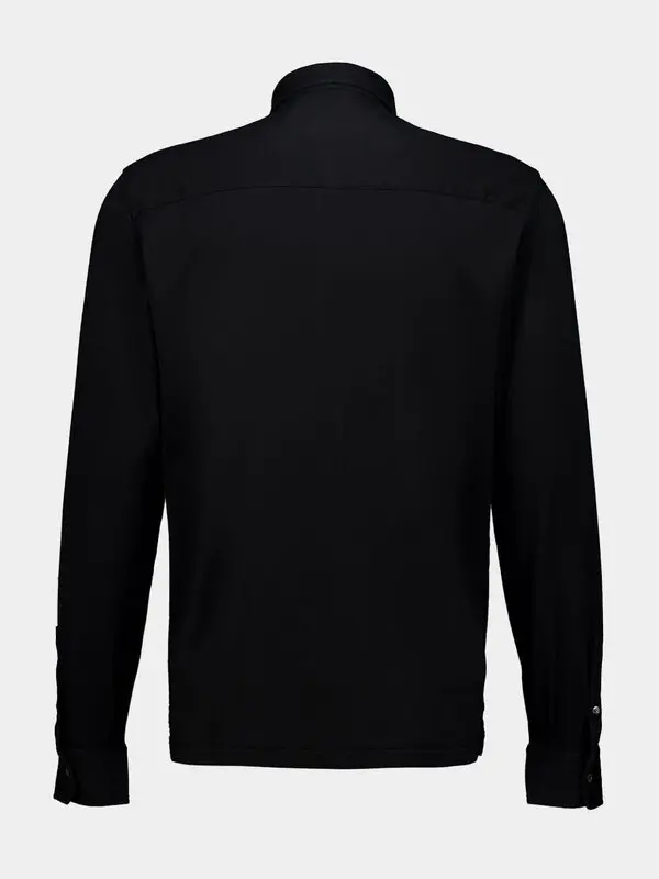 Fedeli Knitted Cotton Long Sleeve Shirt - Black