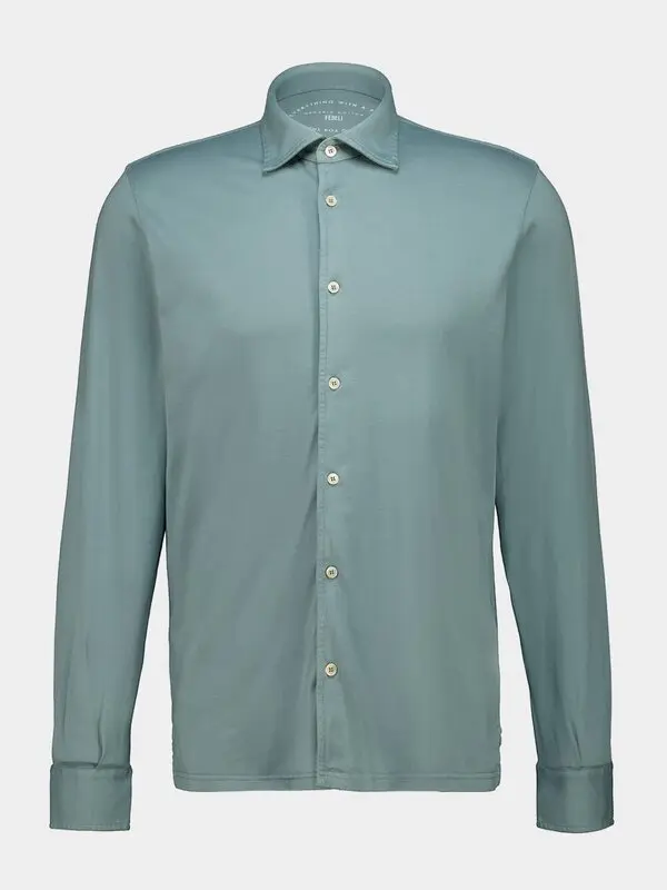 Fedeli Knitted Cotton Long Sleeve Shirt - Green