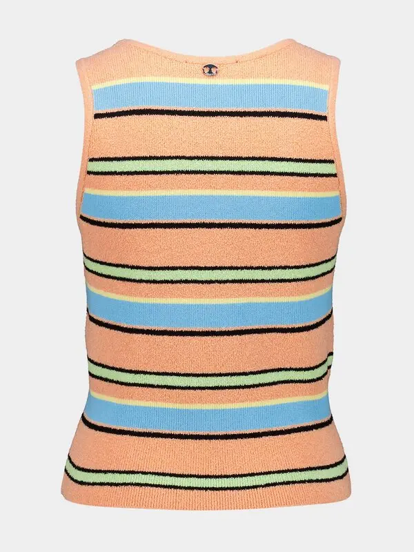 Rabanne Striped Terry Cotton Sleeveless Top - Orange
