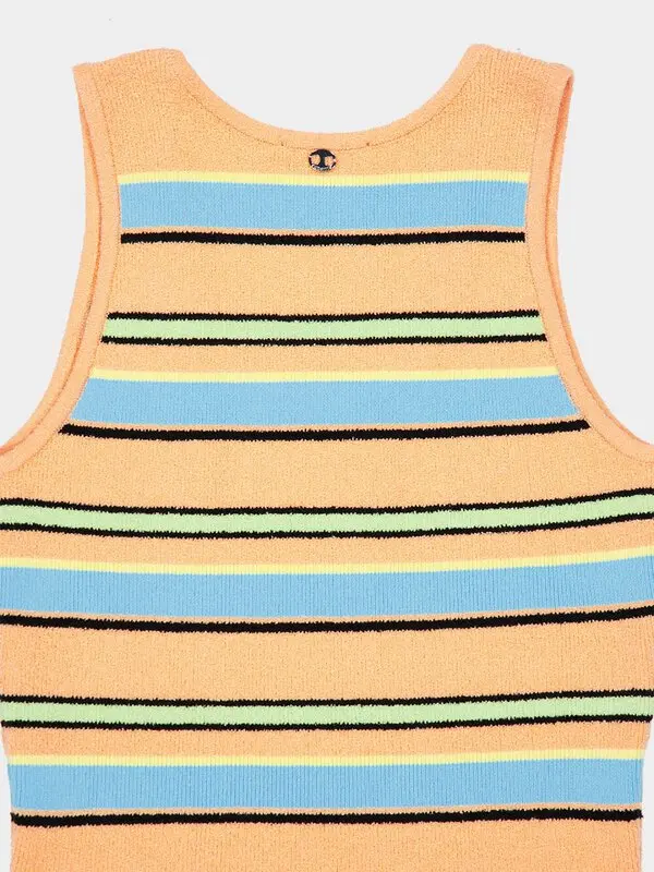 Rabanne Striped Terry Cotton Sleeveless Top - Orange