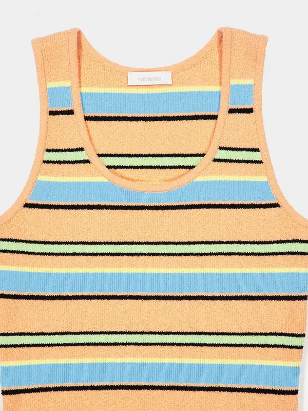 Rabanne Striped Terry Cotton Sleeveless Top - Orange