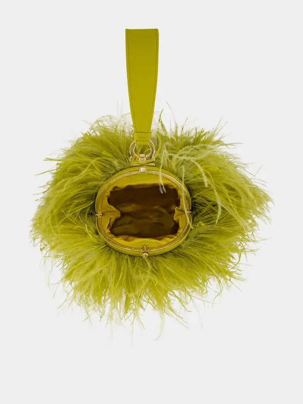 FERRAGAMO Antique Feather Mini Clutch - Yellow