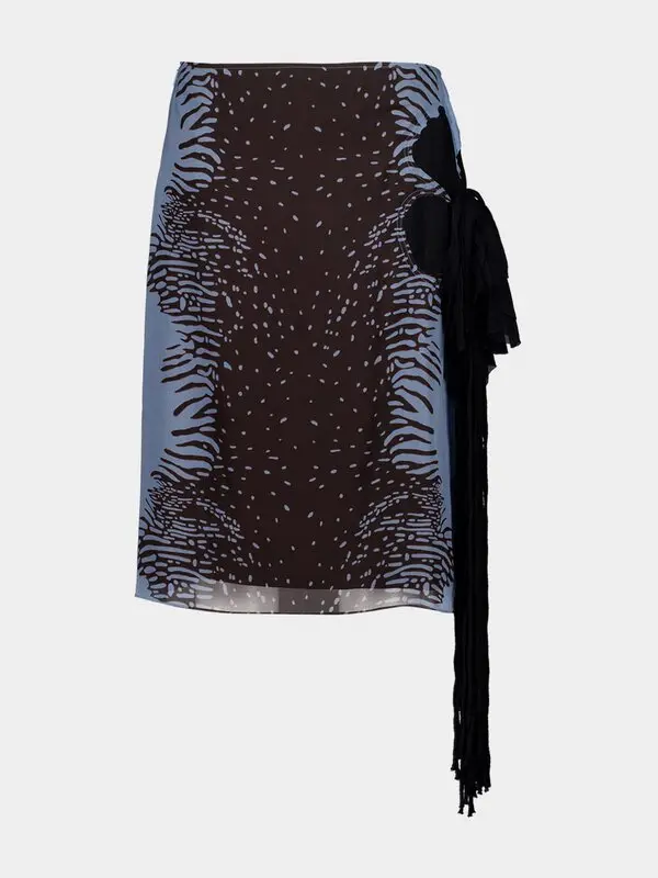 FERRAGAMO Silk Animal Print Skirt - Blue