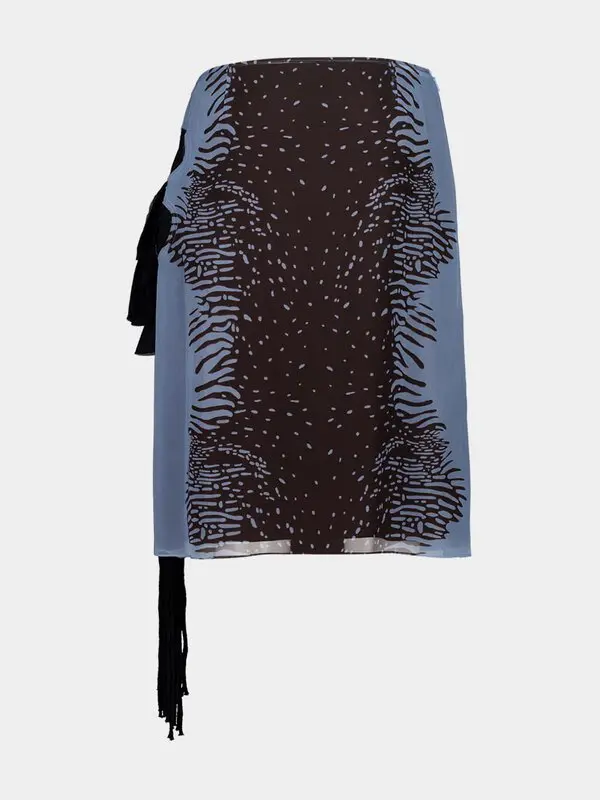 FERRAGAMO Silk Animal Print Skirt - Blue