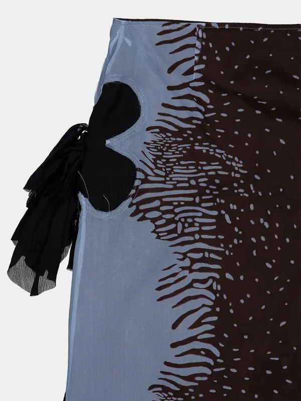 FERRAGAMO Silk Animal Print Skirt - Blue