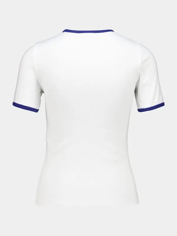 COURREGES Contrast Trim Cotton T-shirt - Blue