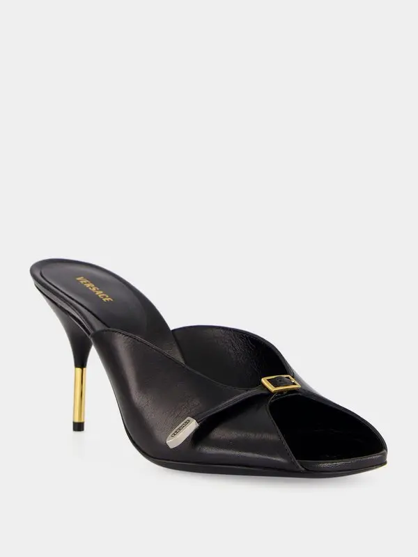 Versace Nyx 80 Leather Mules - Black