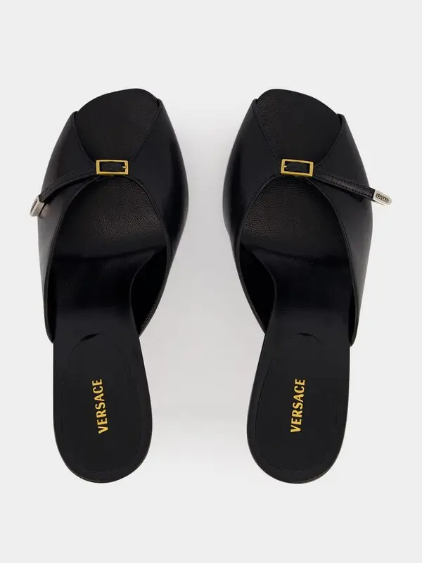 Versace Nyx 80 Leather Mules - Black