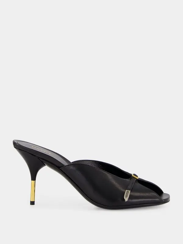 Versace Nyx 80 Leather Mules - Black