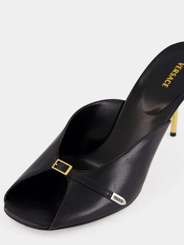 Versace Nyx 80 Leather Mules - Black