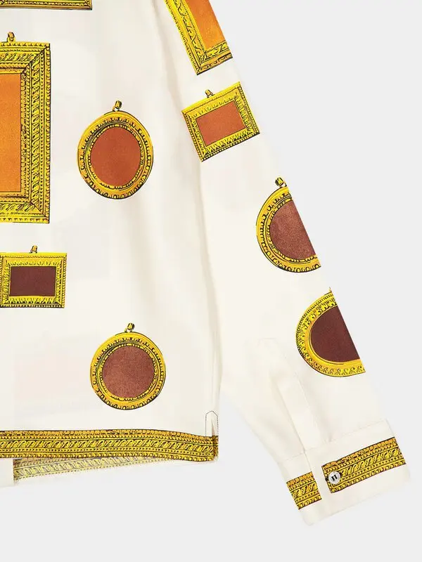 Versace Printed Silk Twill Shirt With Frame Motif - White