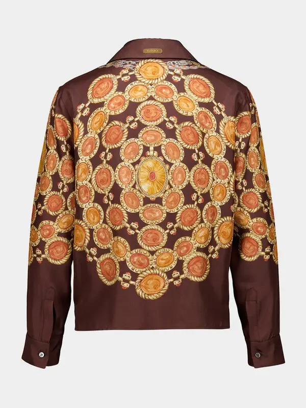 Versace Printed Silk Twill Shirt - Brown