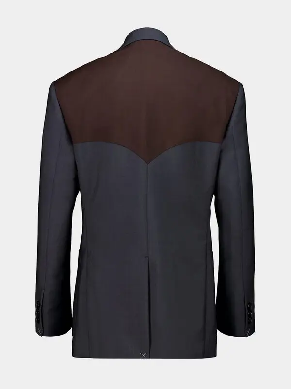 Versace Wool-mohair Blend Single-breasted Blazer With Contrast Panels