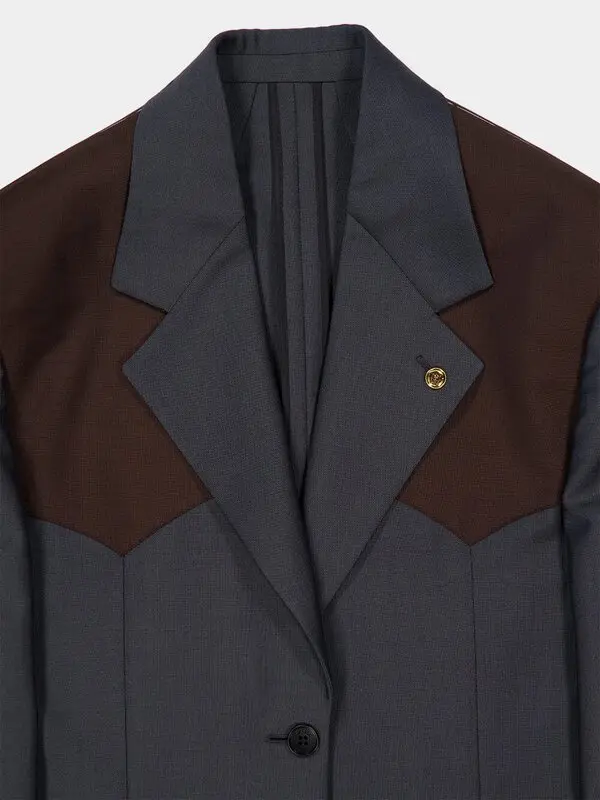 Versace Wool-mohair Blend Single-breasted Blazer With Contrast Panels
