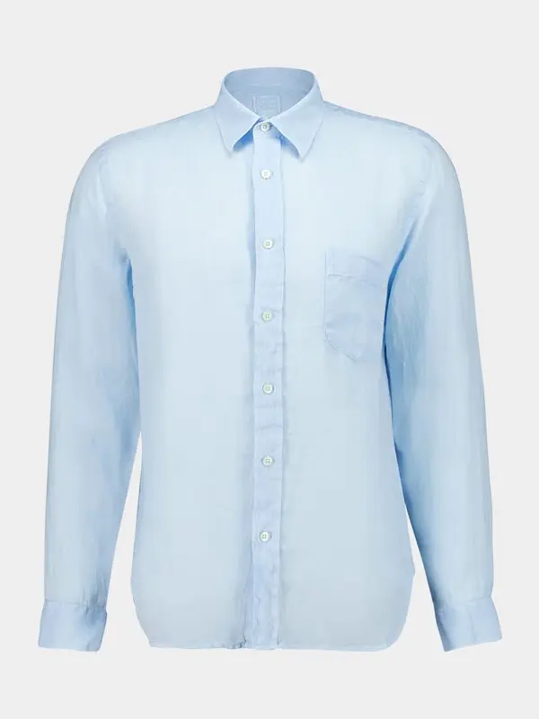 120% Lino Baby Linen Regular-fit Shirt - Blue