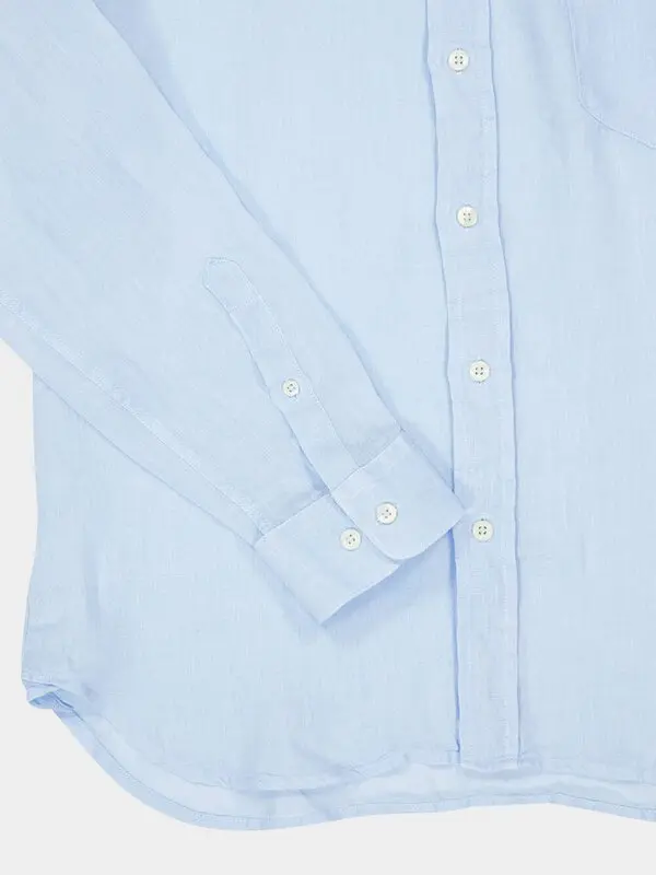 120% Lino Baby Linen Regular-fit Shirt - Blue