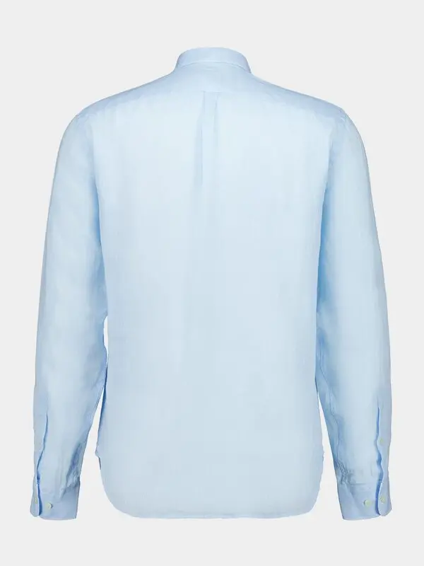 120% Lino Baby Linen Regular-fit Shirt - Blue