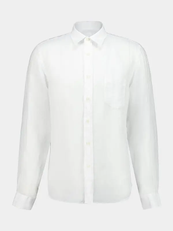 120% Lino Linen Regular-fit Shirt - White