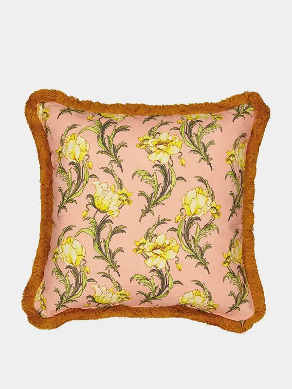 La DoubleJ Nymph Bloom Outdoor Cushion With Fringes - Green