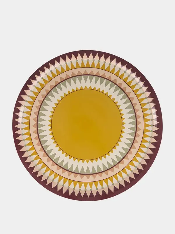 La DoubleJ Solid Printed Wooden Tray Large - Multicolour