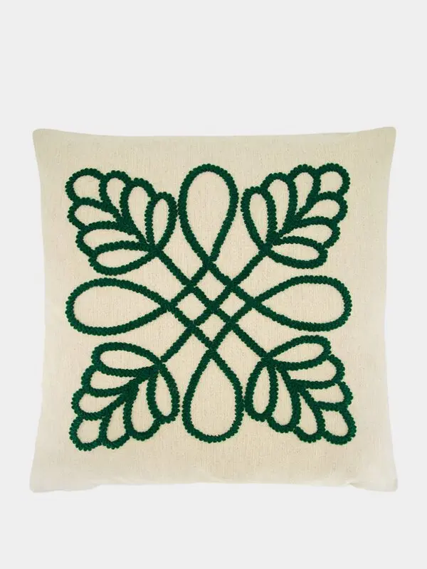 HOUSE OF CAPRICORN Handmade Florea Linen Cushion - Green