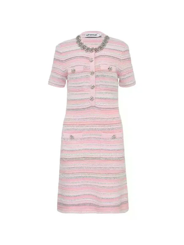 SELF-PORTRAIT Textured Knit Mini Dress