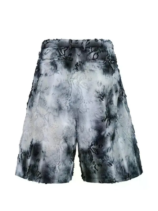 TAAKK Bleached Effect Check Shorts