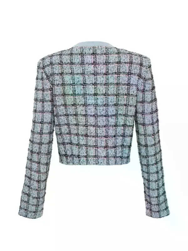 SELF-PORTRAIT Check-pattern Knit Cotton Cardigan