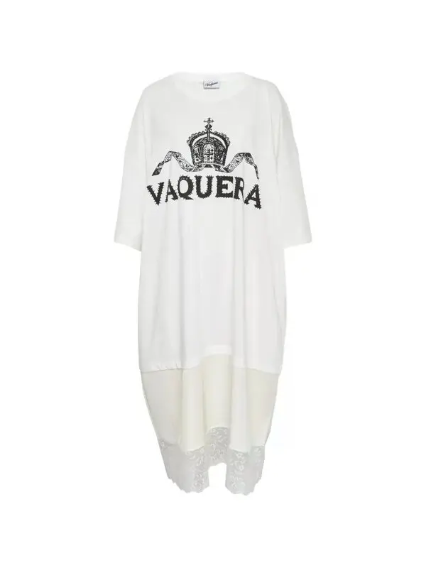 Vaquera Lace-trim T-shirt Dress - White