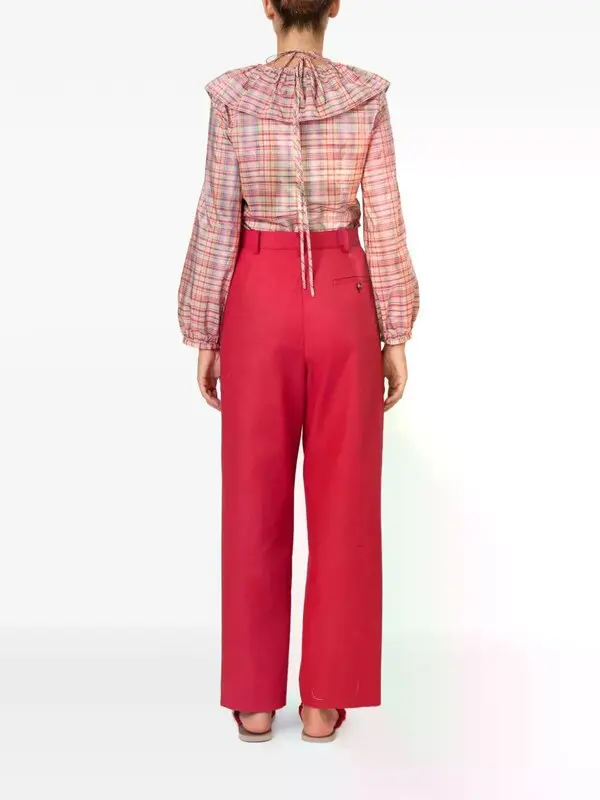 Rosie Assoulin Ruffled Plaid Blouse
