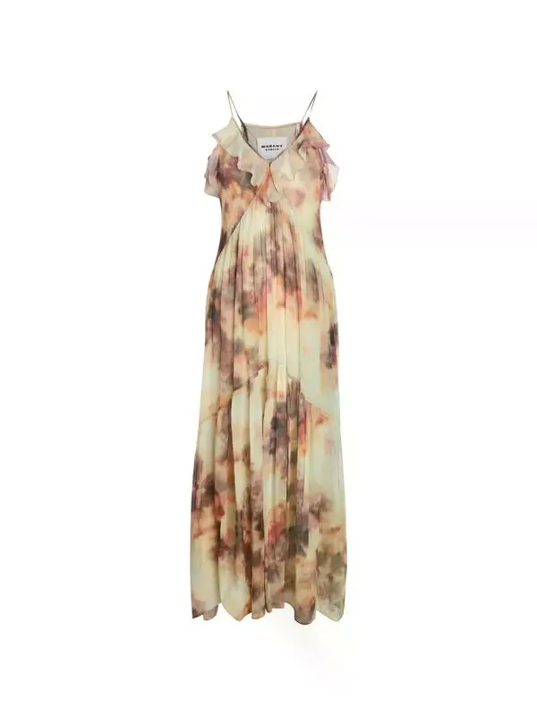 MARANT ETOILE Printed Dress With Ruffled Neck