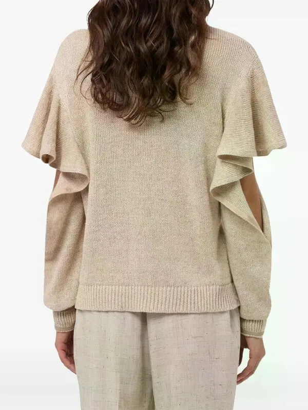 Moschino Knitted Jumper With Ruffled Sleeves - Neutrals