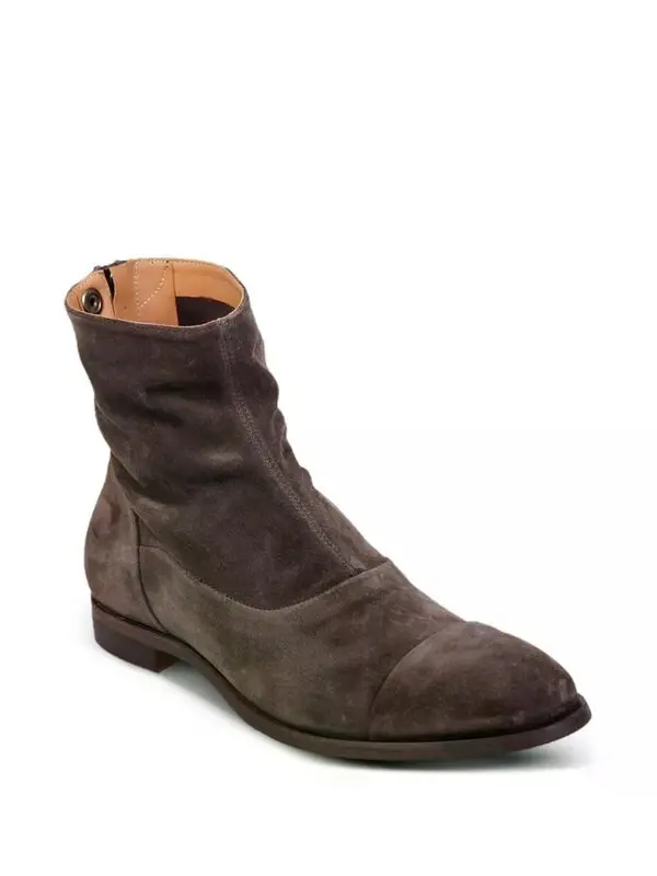 ALBERTO FASCIANI Back-zip Suede Boots - Brown