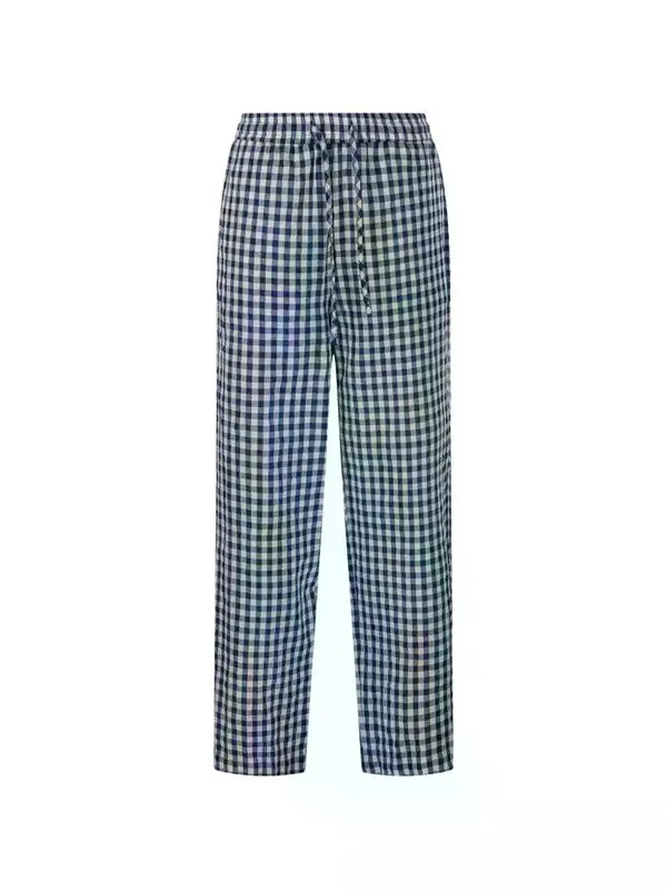 DUNST Checked Drawstring Trousers - Blue