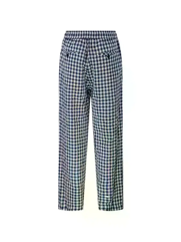 DUNST Checked Drawstring Trousers - Blue