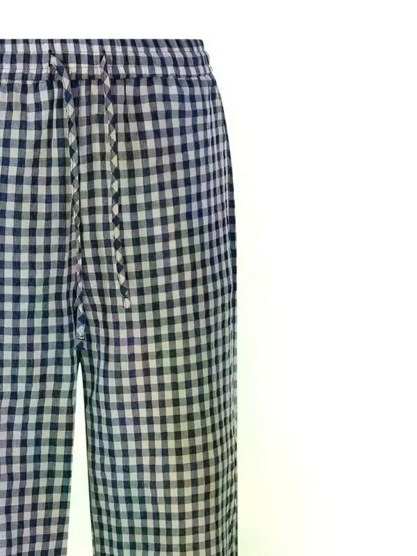 DUNST Checked Drawstring Trousers - Blue