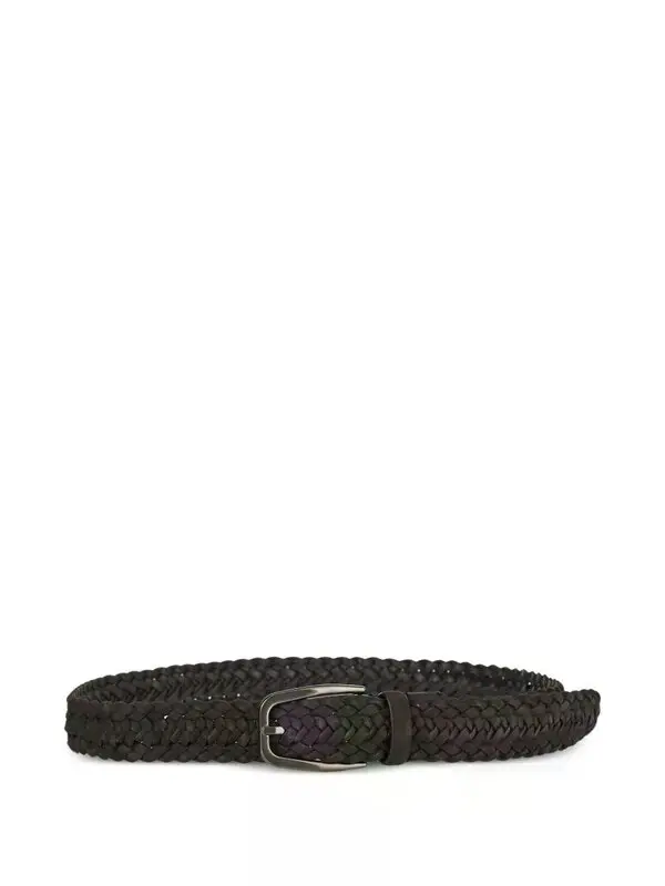 Zegna Braided Leather Belt - Brown