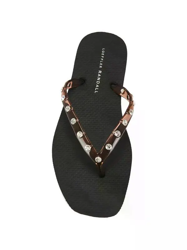 LOEFFLER RANDALL Crystal-embellished Flip Flops - Brown