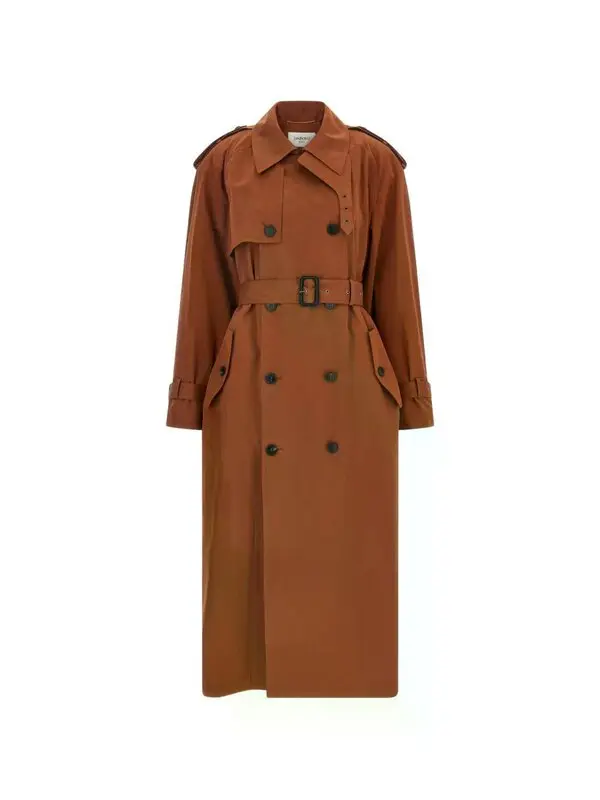 Saint Laurent Belted Double-breasted Coat - Brown