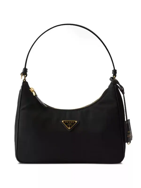 Prada Re-edition 2005 Shoulder Bag With Triangle Logo - Black