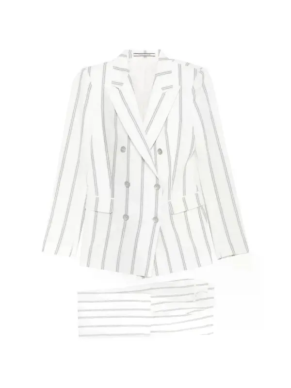 Tagliatore Double-breasted Striped Suit - White