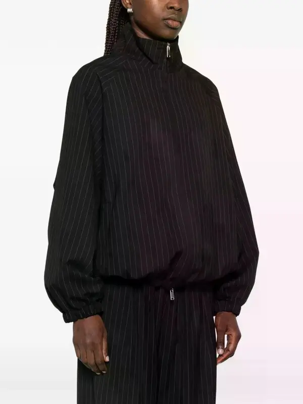 THE FRANKIE SHOP Pinstripe Zip-up Jacket - Black
