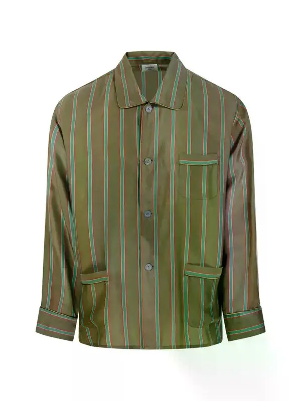 Saint Laurent Striped Pocket Pajama Top - Green
