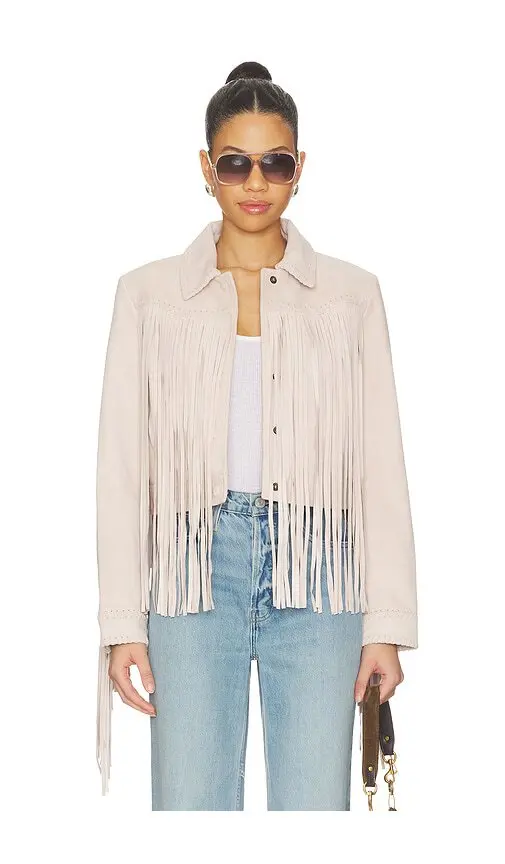 LoveShackFancy Maelis Jacket With Fringe Trim