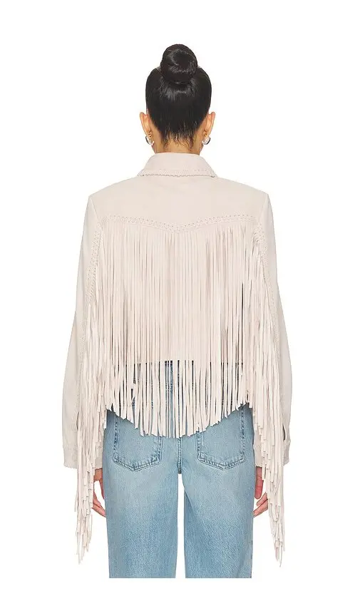 LoveShackFancy Maelis Jacket With Fringe Trim