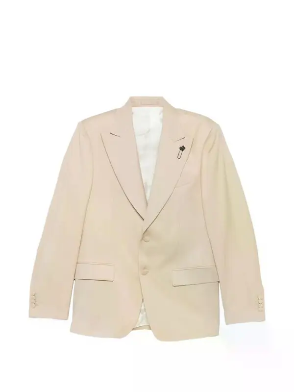 LARDINI Flower-pin Blazer - Neutrals