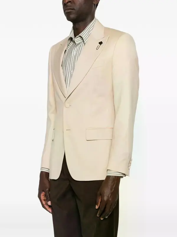 LARDINI Flower-pin Blazer - Neutrals