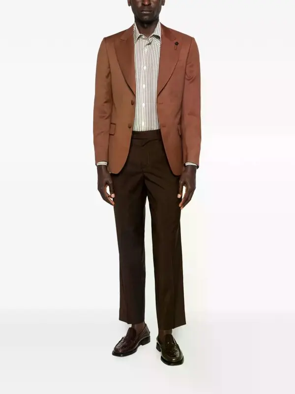 LARDINI Flower-pin Blazer - Brown