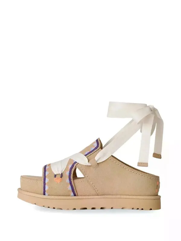 UGG Goldenstar Hi Artistitch Ribbon Sandals - Neutrals