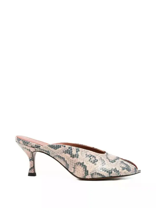 Lola Cruz Snakeskin-pattern Peep-toe Sandals